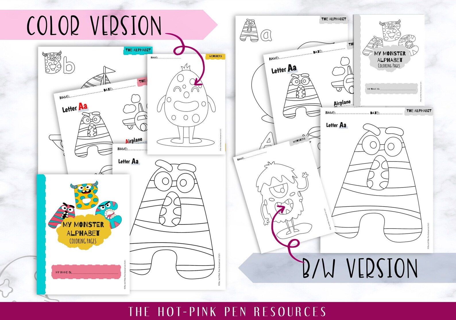 Alphabet Monster Coloring Pages Printables Pdf Worksheets Pre-k ...