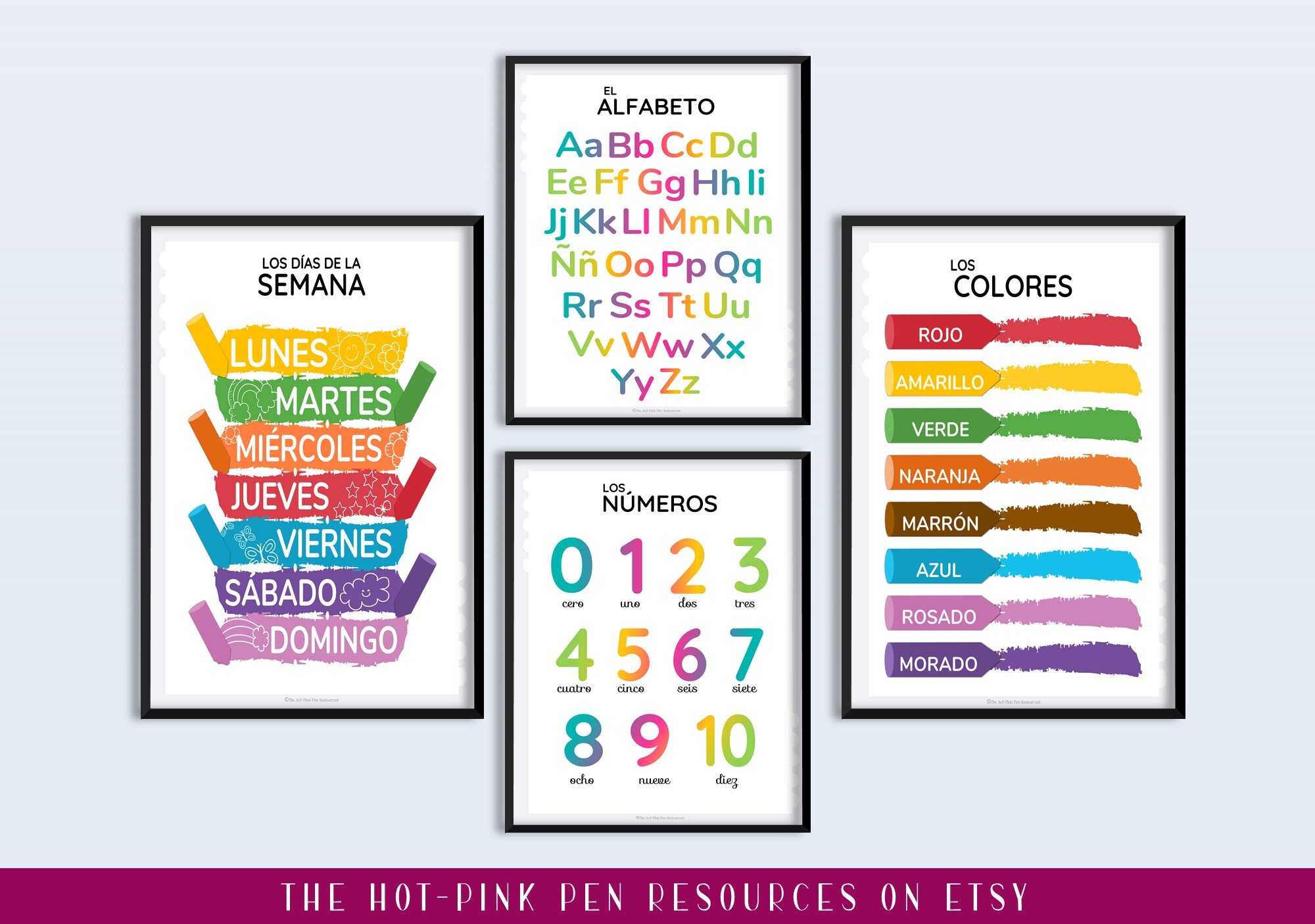 Spanish Alphabet Wall Art | Spanish ABC'S Upper&lower Case Poster ...