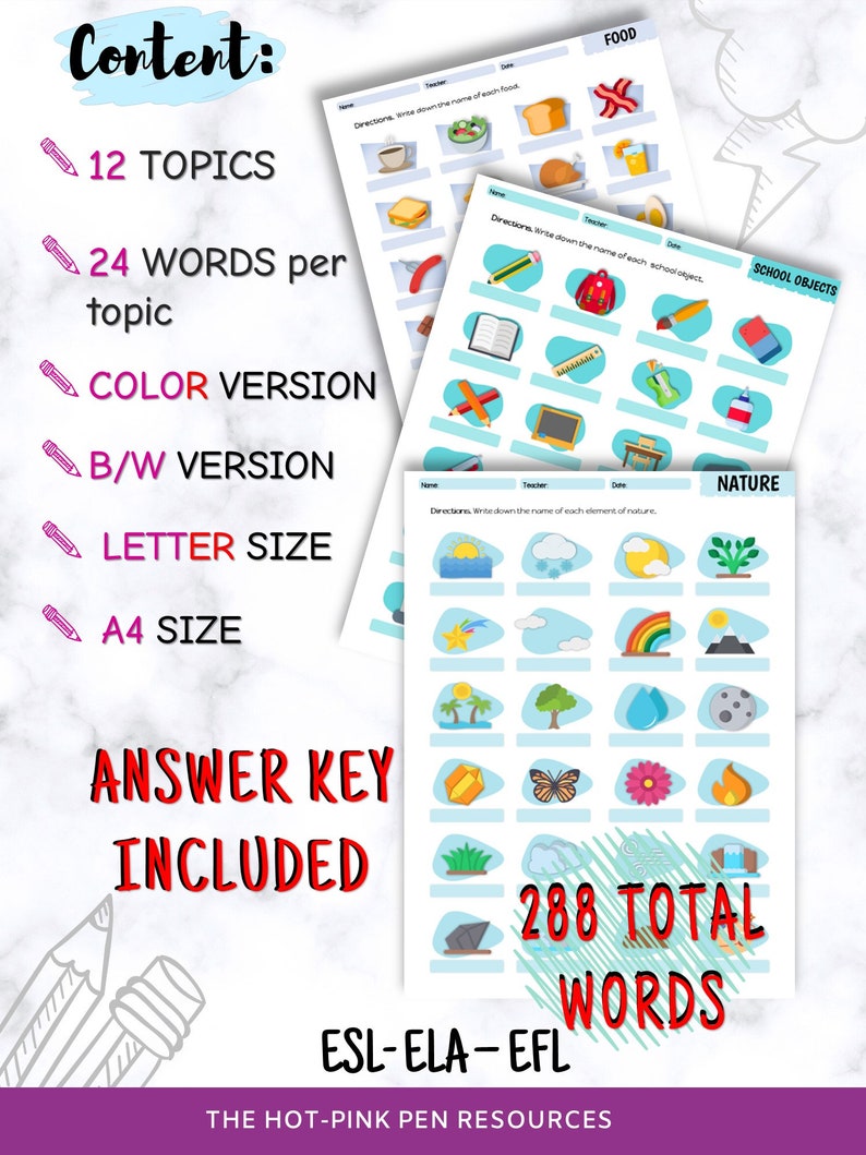 Pictionary | Vocabulary Worksheets | Multilevel | ESL | ELA | EFL ...