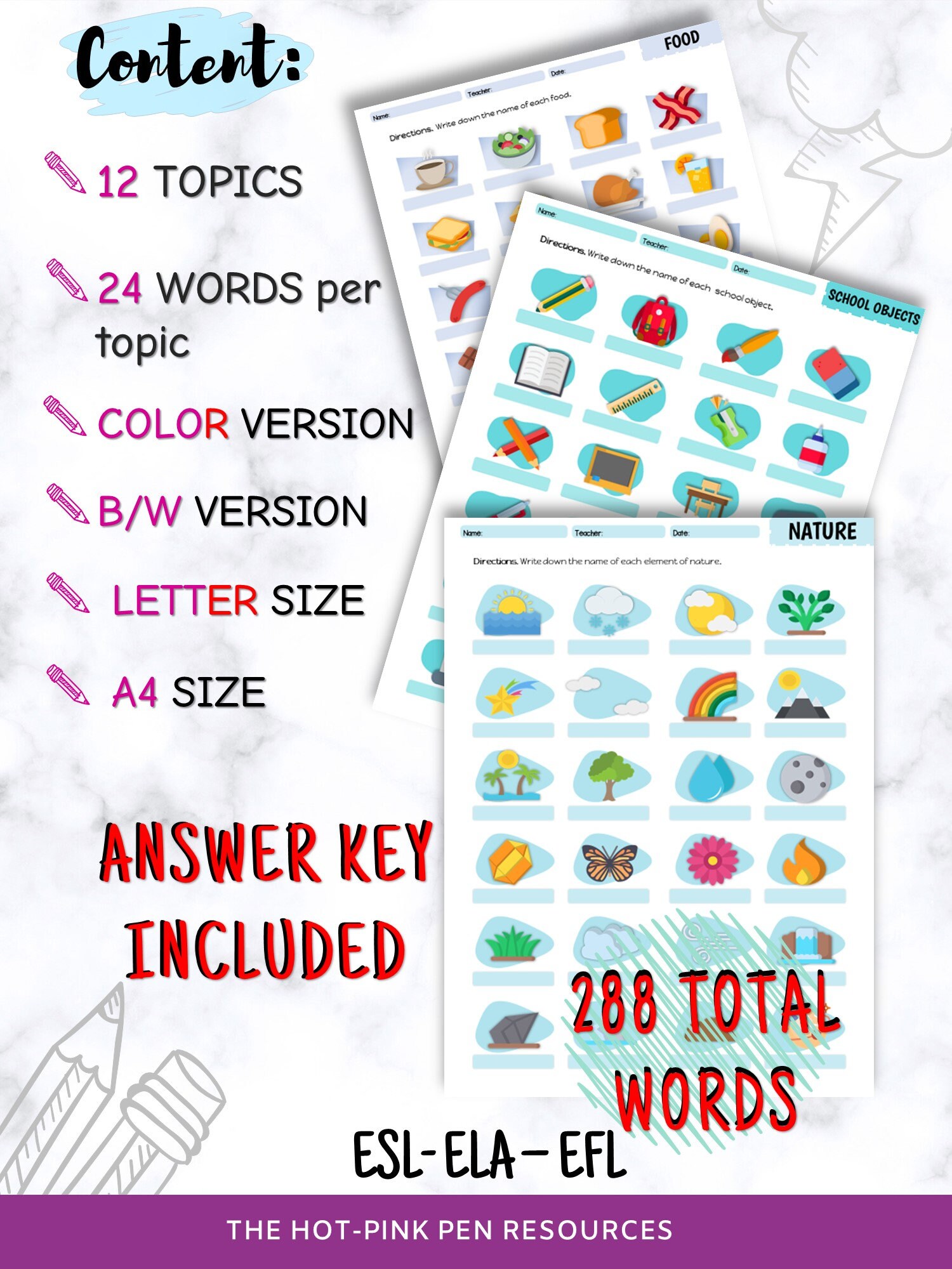 Pictionary | Vocabulary Worksheets | Multilevel | ESL | ELA | EFL ...