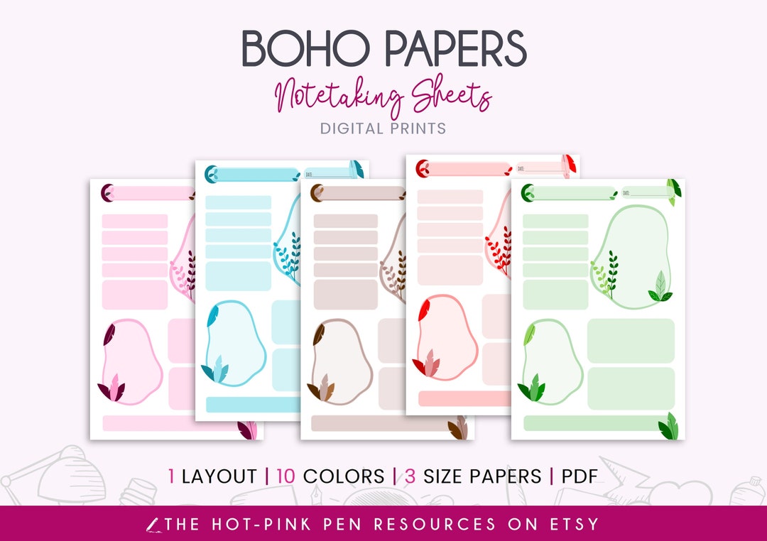 Note Taking Sheet Notebooking Template Sketchnotes Colored Graphic ...