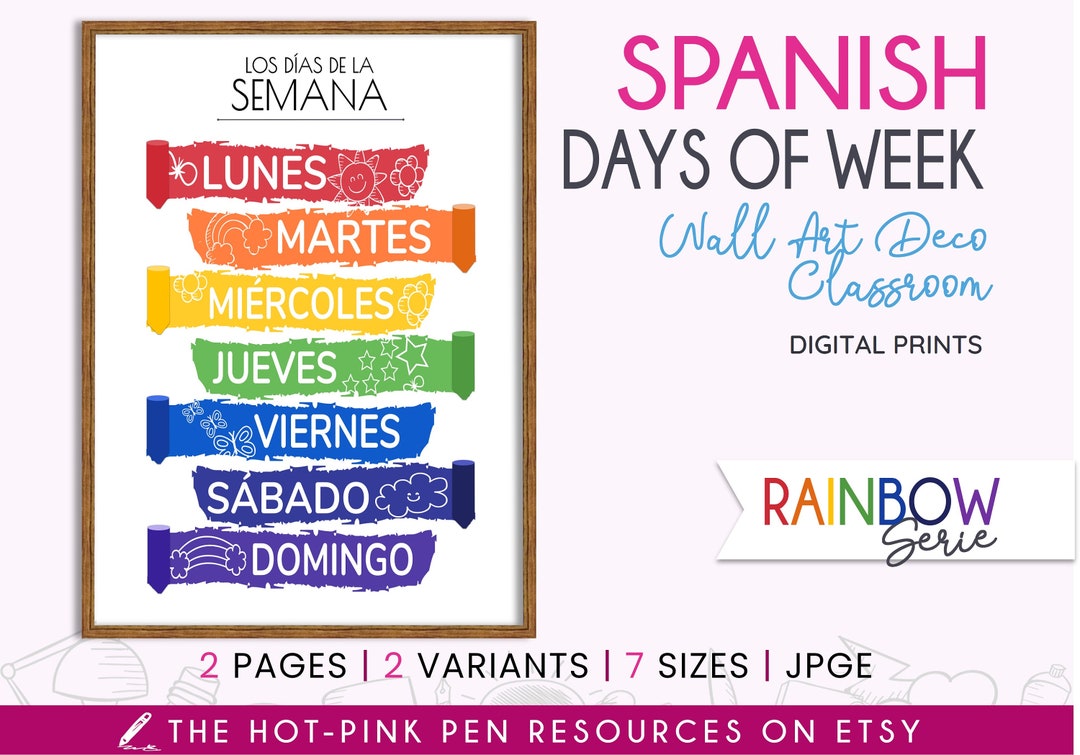 Days Of The Week In Spanish Printables