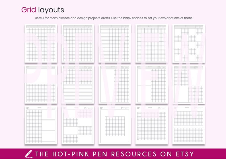 Grid Note Template | Math Note-taking Papers | Grid Printable Note ...