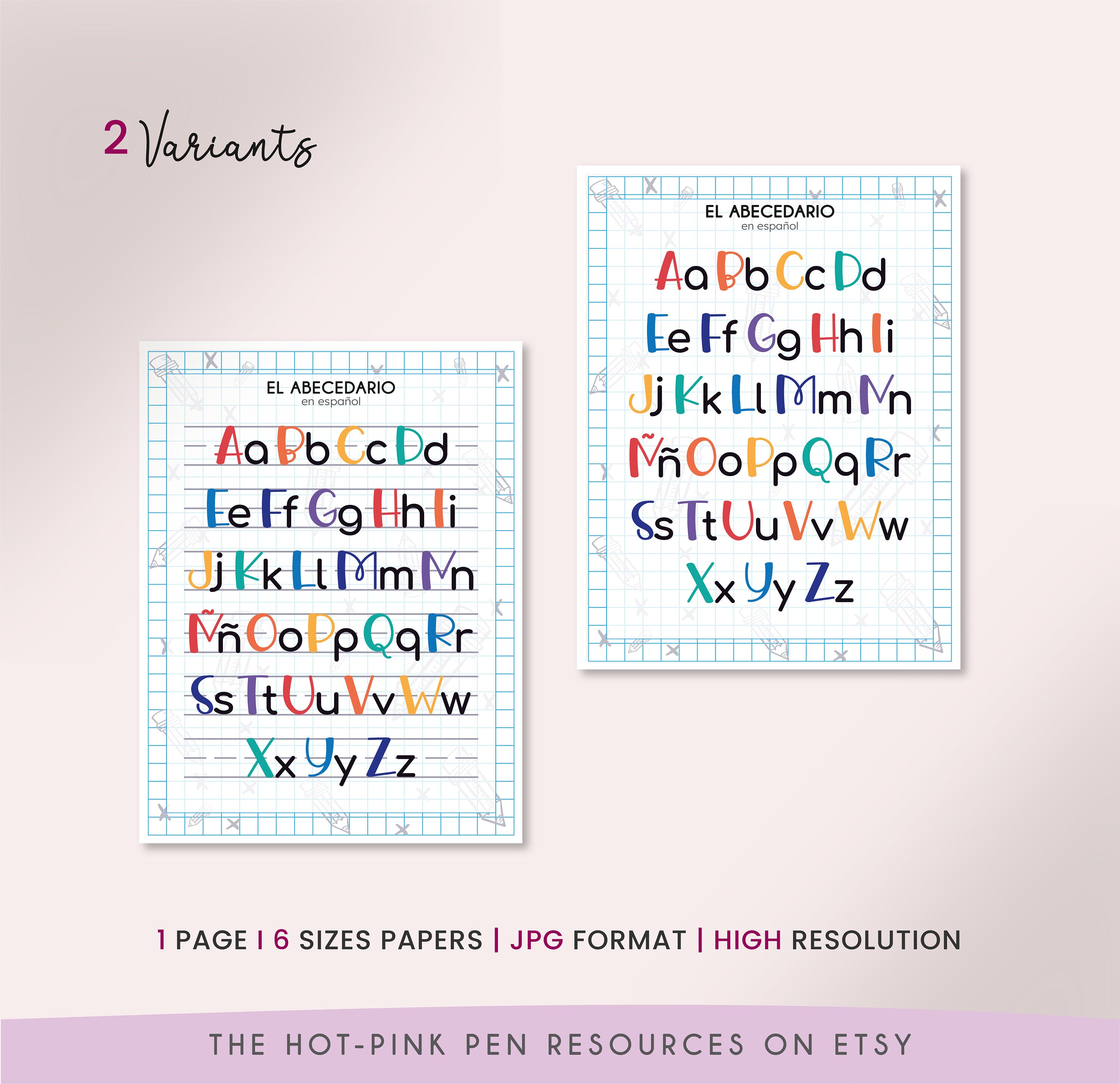 Spanish Alphabet Poster Spanish ABC Wall Art Poster Del Abecedario ...