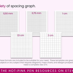 Grid note-taking papers Graph printable sheets Math | Etsy