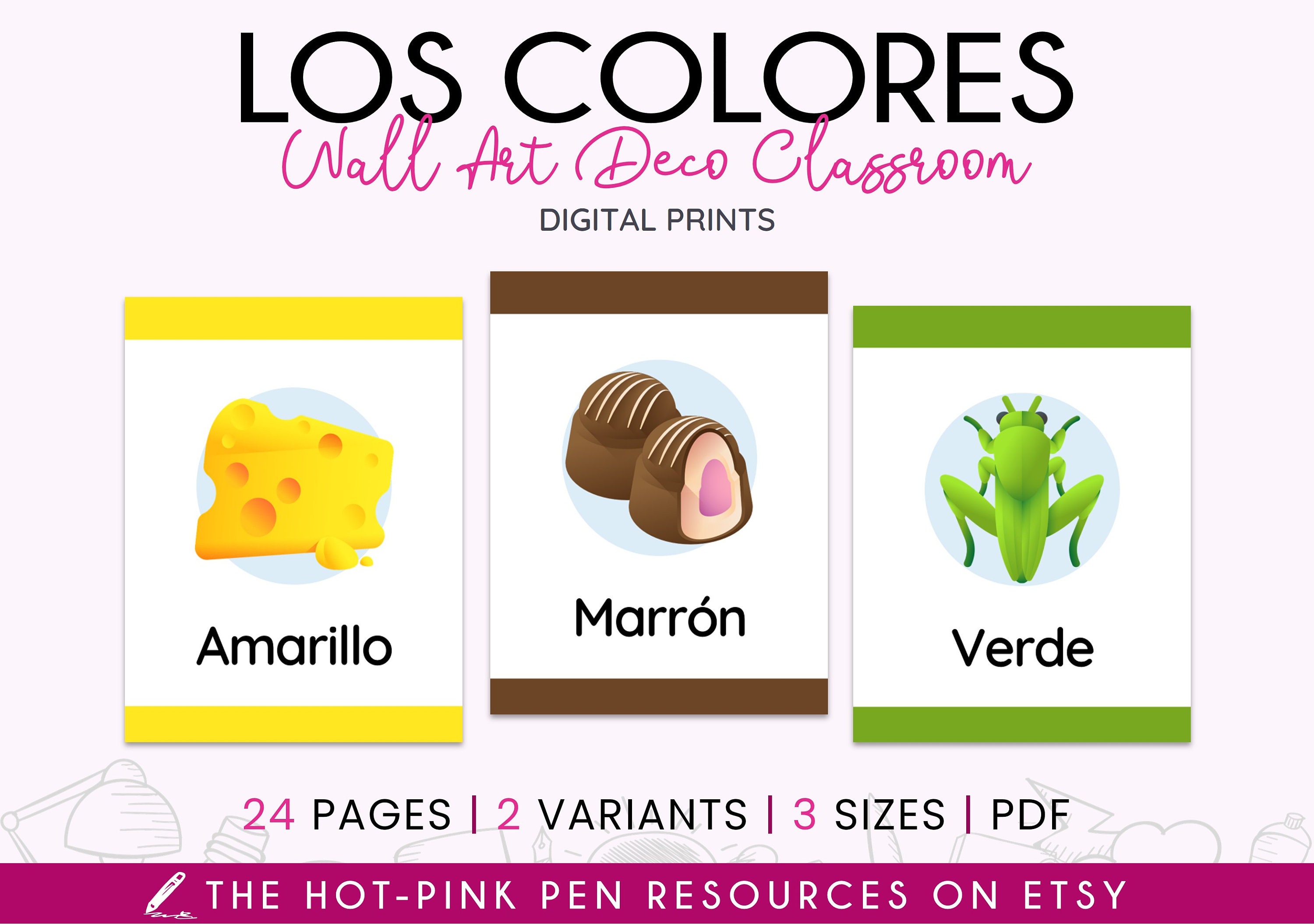 Spanish Colors Posters Letter Size Wall Art Spanish - Etsy