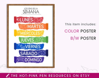 Un Poster De Los Dias De La Semana Spanish Days Of The Week Voy Al