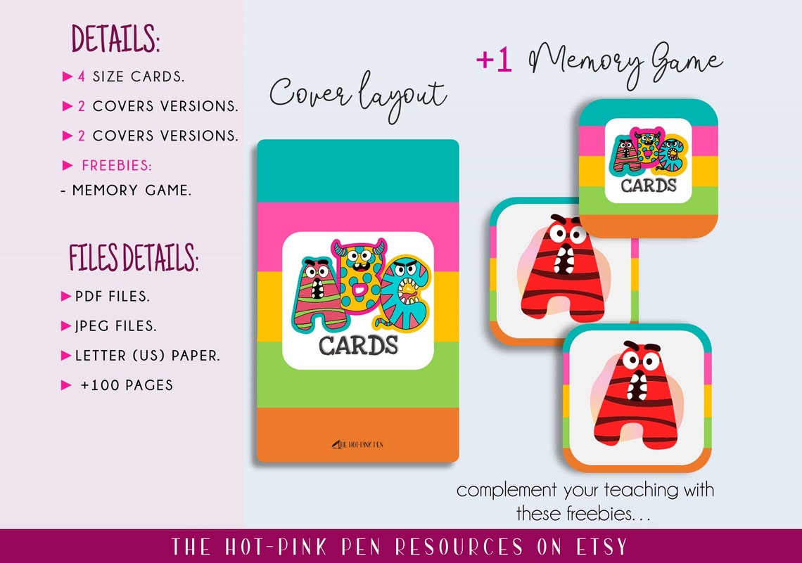 Monster Alphabet Flashcards Funny ABC Letters Pdf | Etsy UK