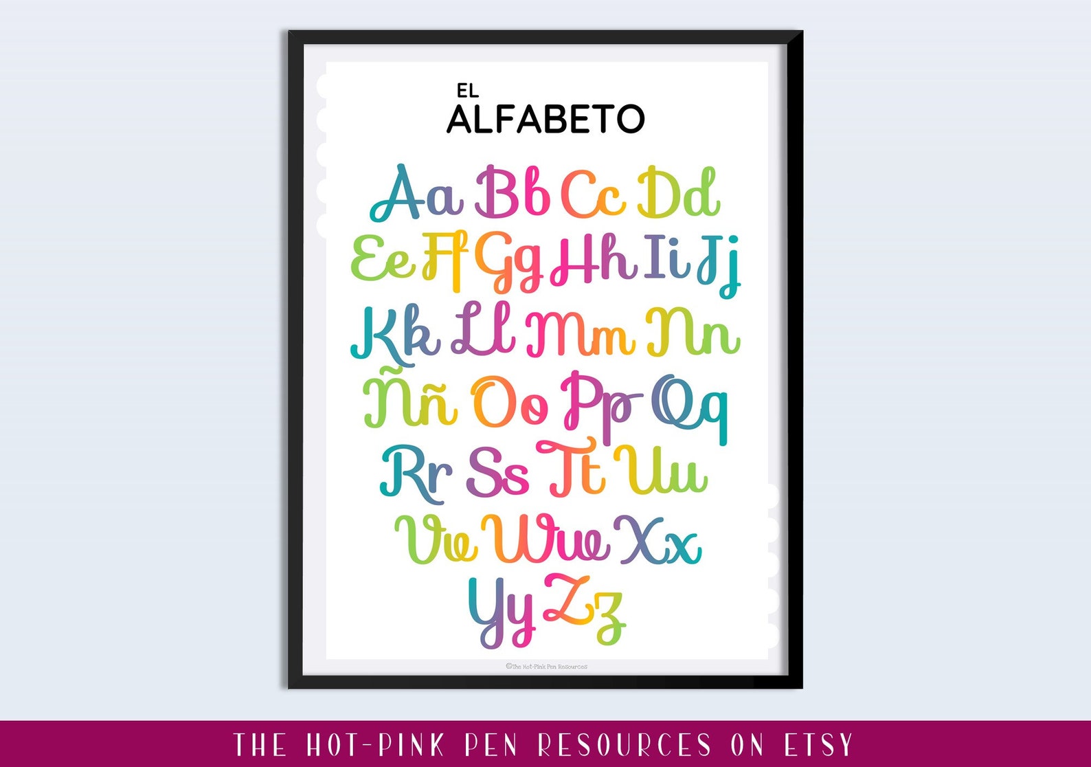 Spanish Alphabet Wall Art Spanish ABC'S Poster Cursive - Etsy España