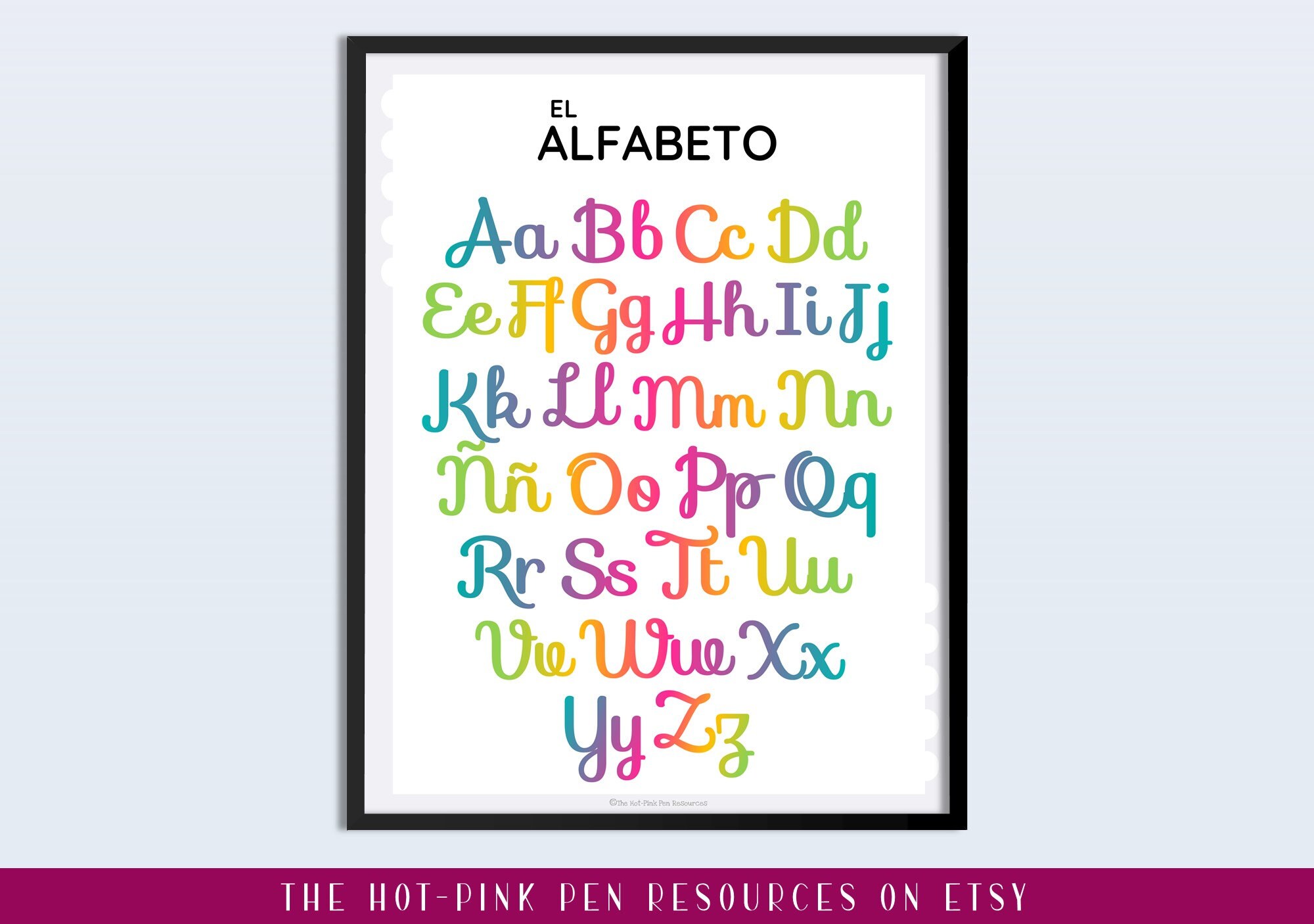 Spanish Alphabet Wall Art Spanish ABC'S Poster Cursive - Etsy España