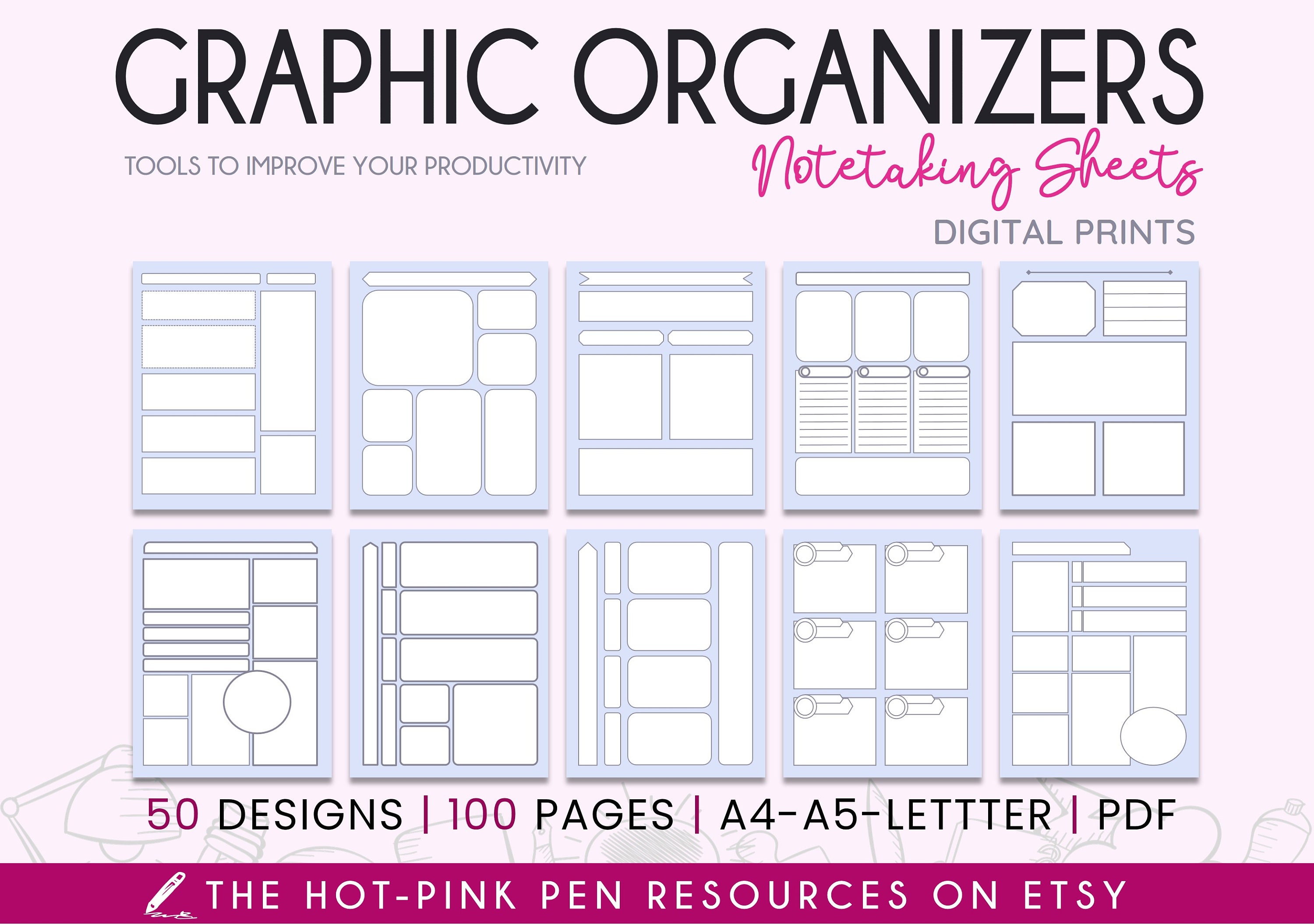 Digital Graphic Organizers 1 Sketchnotes Study Notes Templates ...