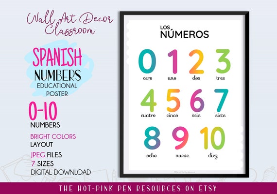 Spanish Numbers 0-10 Wall Art Spanish Numbers Poster | Etsy