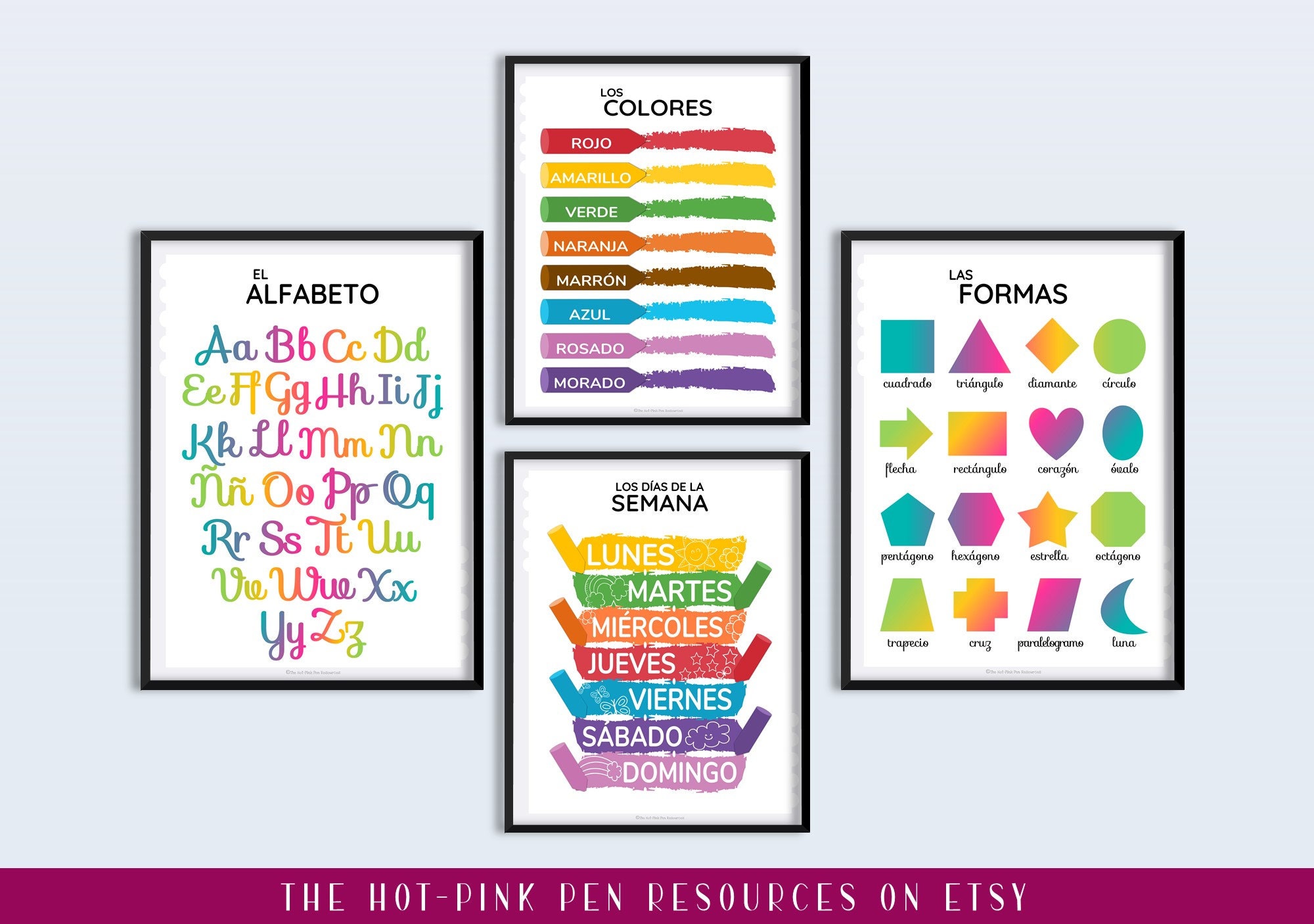 Spanish Alphabet Wall Art Spanish ABC'S Poster Cursive - Etsy España