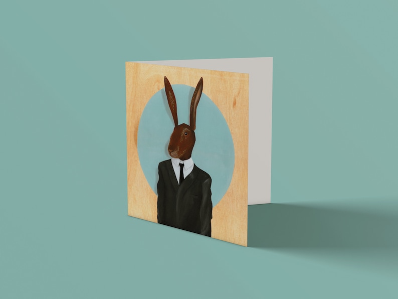 Rabbit Greetings Card - Etsy