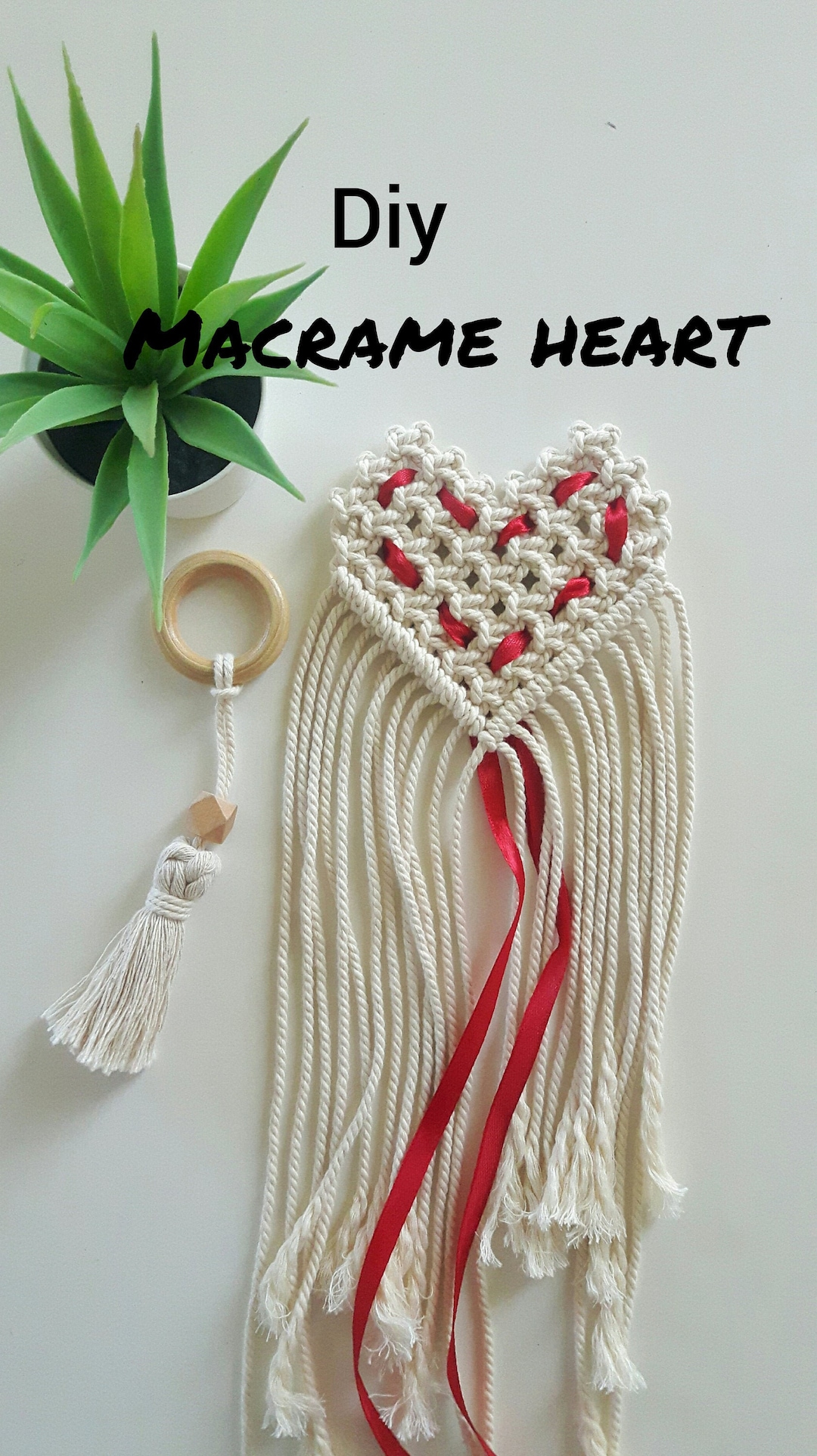 Macrame Love Heart Pdf PATTERN Written PDF and Video Macrame Tutorial ...