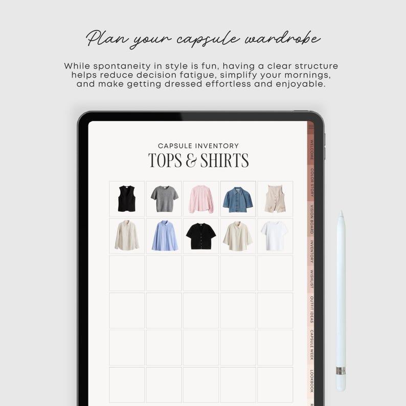 Capsule Wardrobe Planner Printable | Minimalist Closet Organizer ...