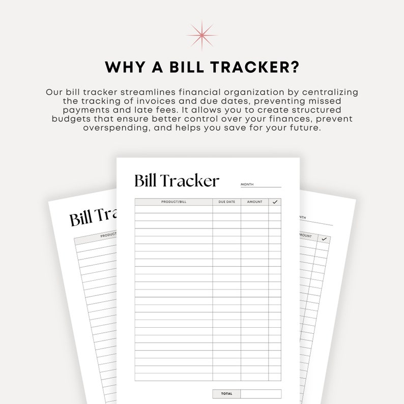 Bill Tracker Printable, Financial Planner, Undated Monthly Finance ...