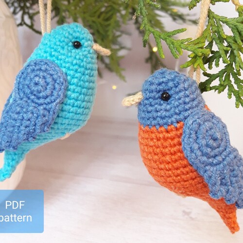 Bird Crochet Pattern Amigurumi Bluebird Tutorial Christmas - Etsy