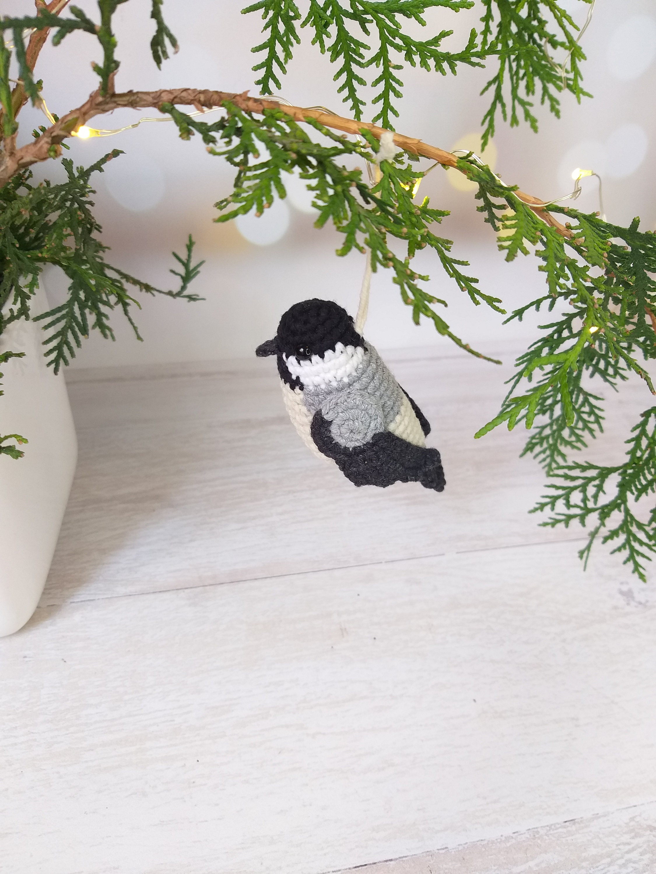 Chickadee Bird Crochet Pattern, Christmas Amigurumi Tutorial, Black ...
