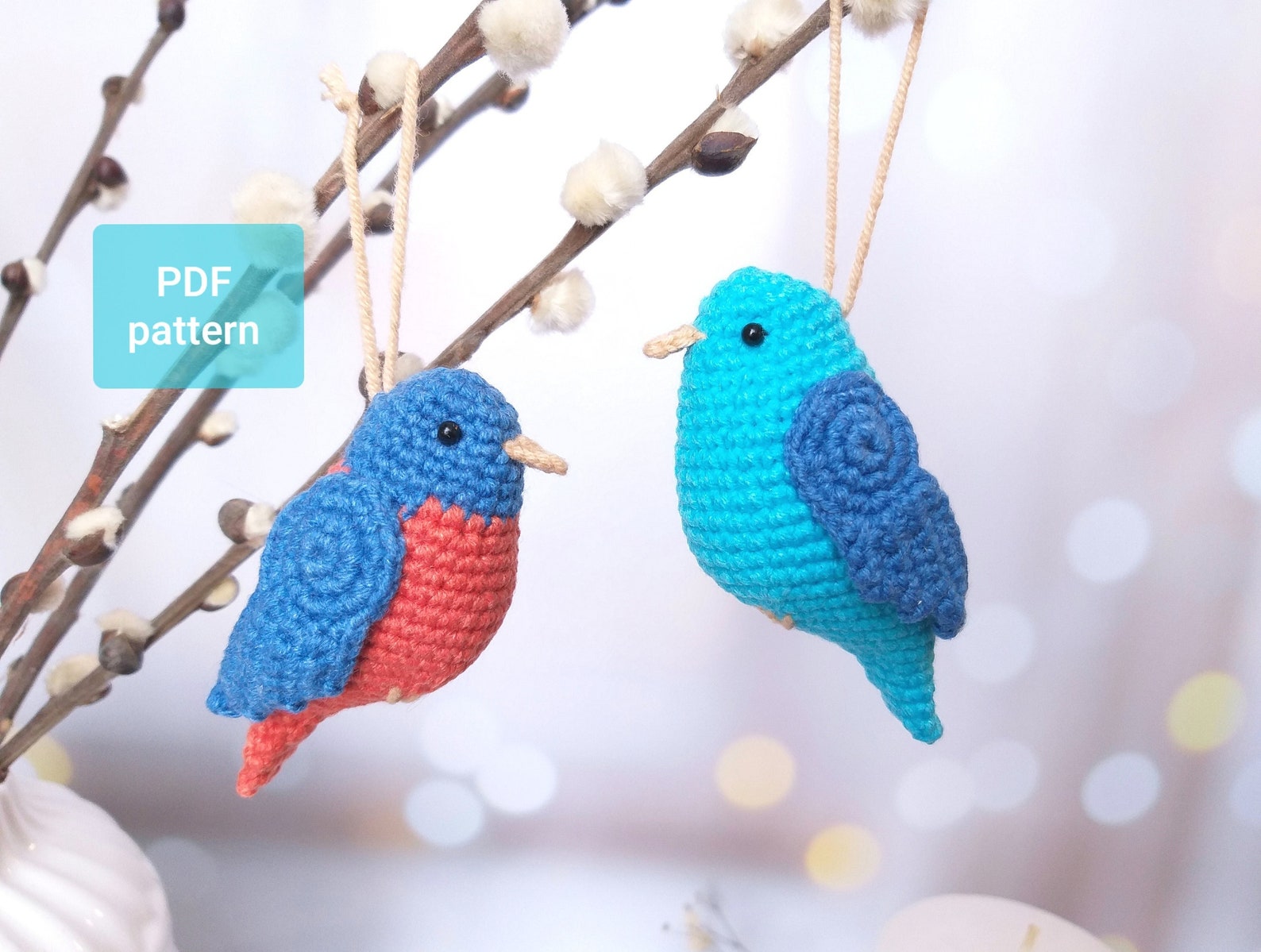 Bird Crochet Pattern Amigurumi Bluebird Tutorial Christmas - Etsy