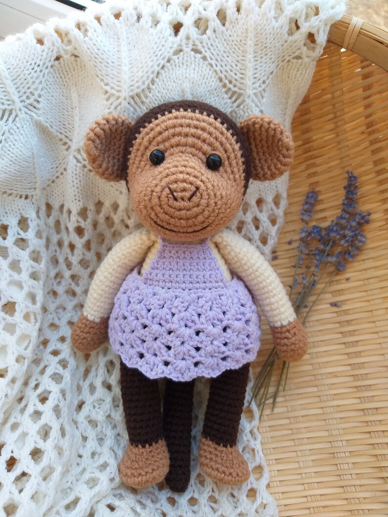 Monkey Crochet Pattern, Amigurumi Doll for Kids, Baby Soft Toy Pattern ...