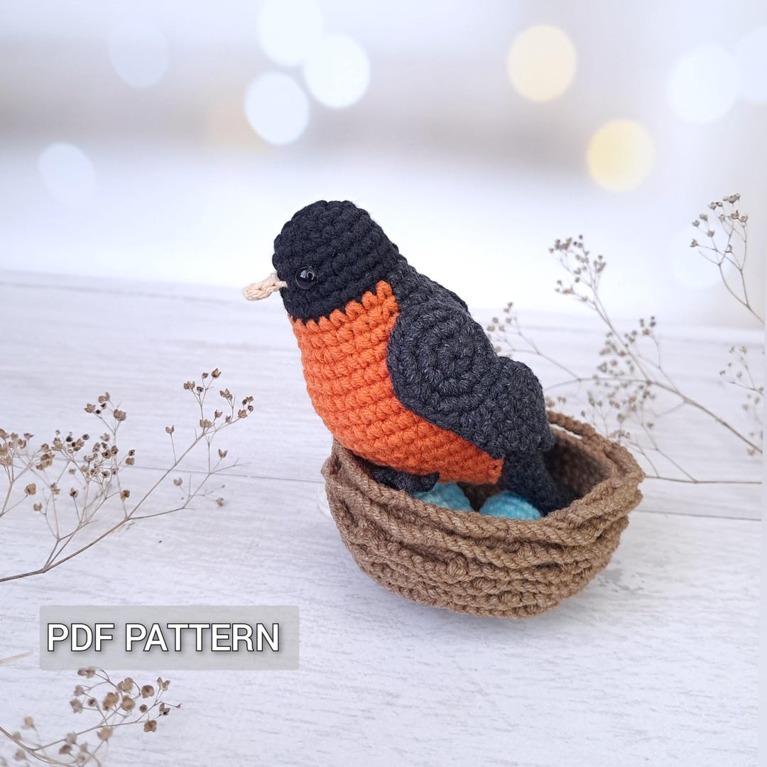 American Robin in Nest Crochet Pattern, Easter Bird Amigurumi, Crochet ...