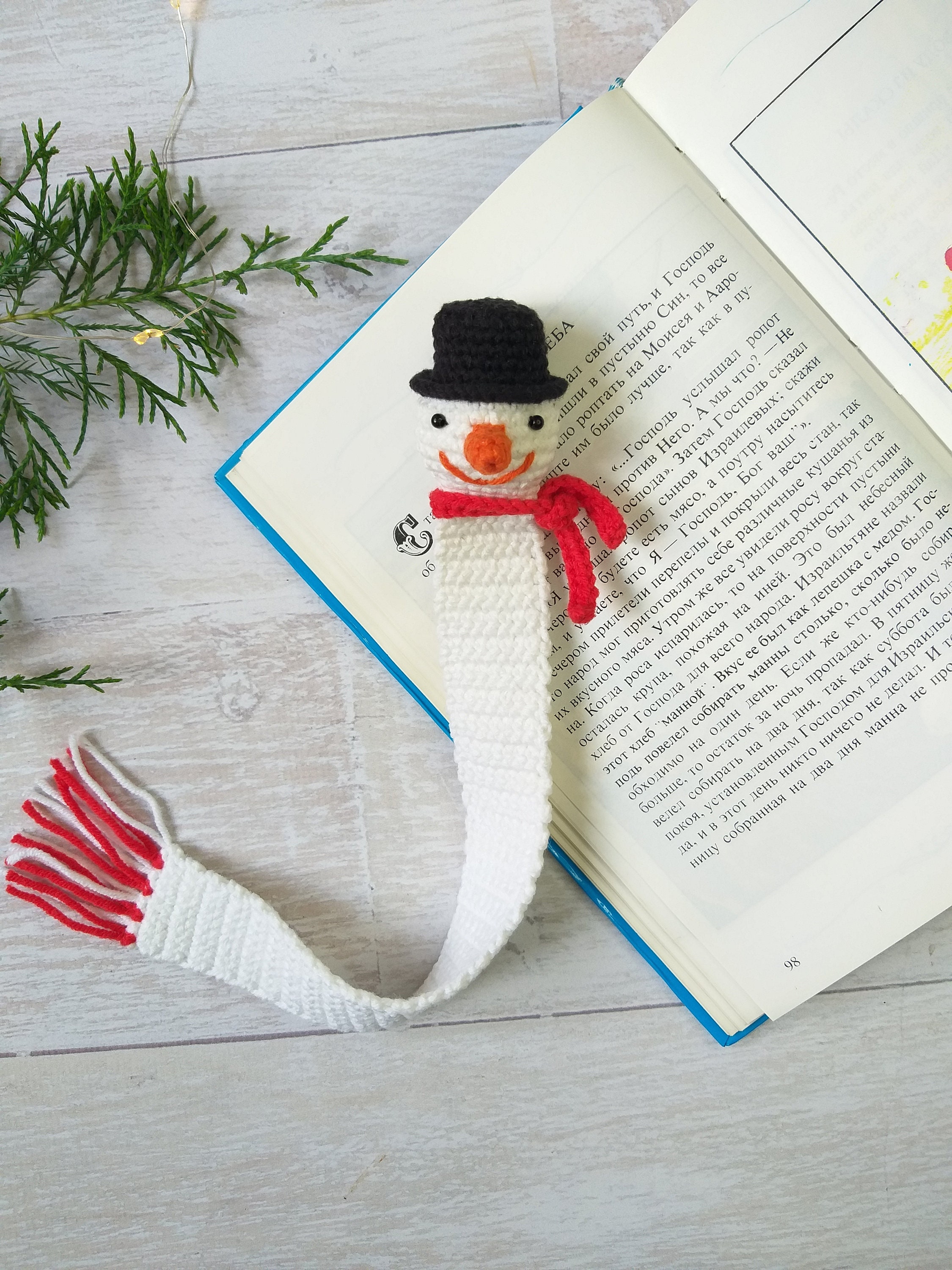 Snowman Crochet Bookmark Pattern, Christmas Amigurumi Snowman Ornament ...