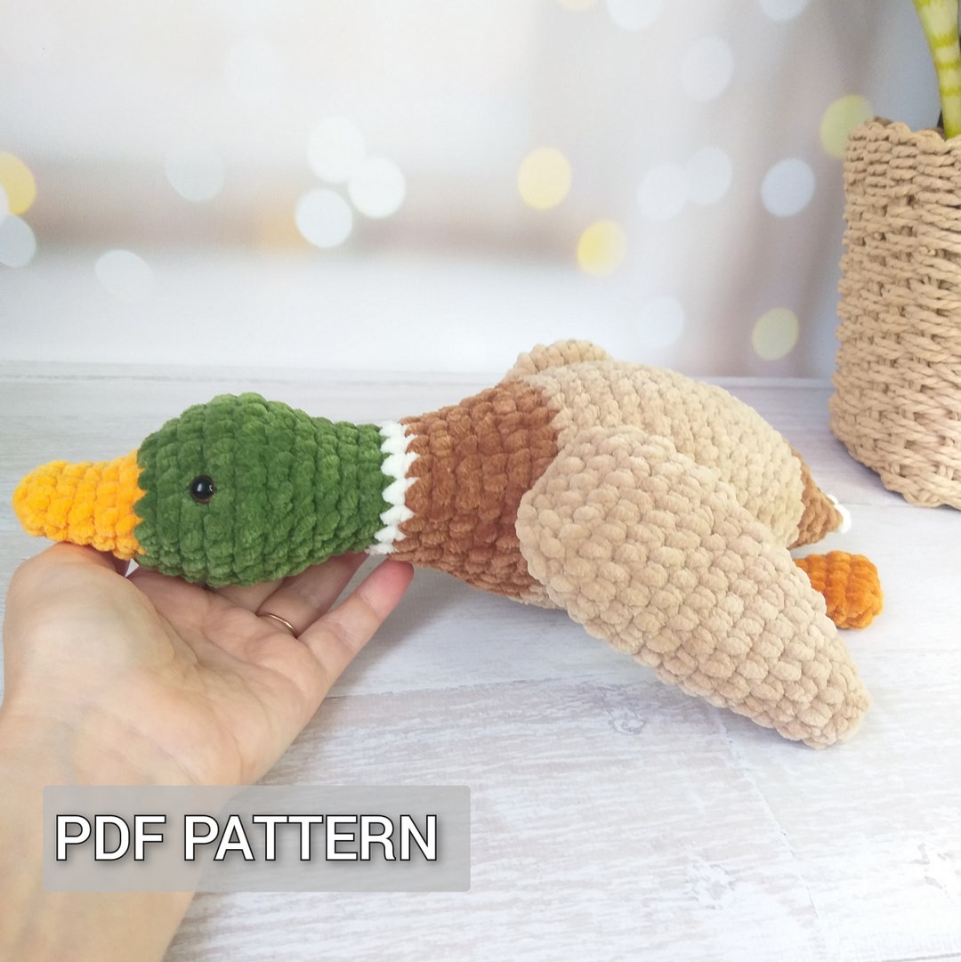 Crochet Duck Pattern, Plush Mallard Duck, Amigurumi Crochet Bird Plush ...