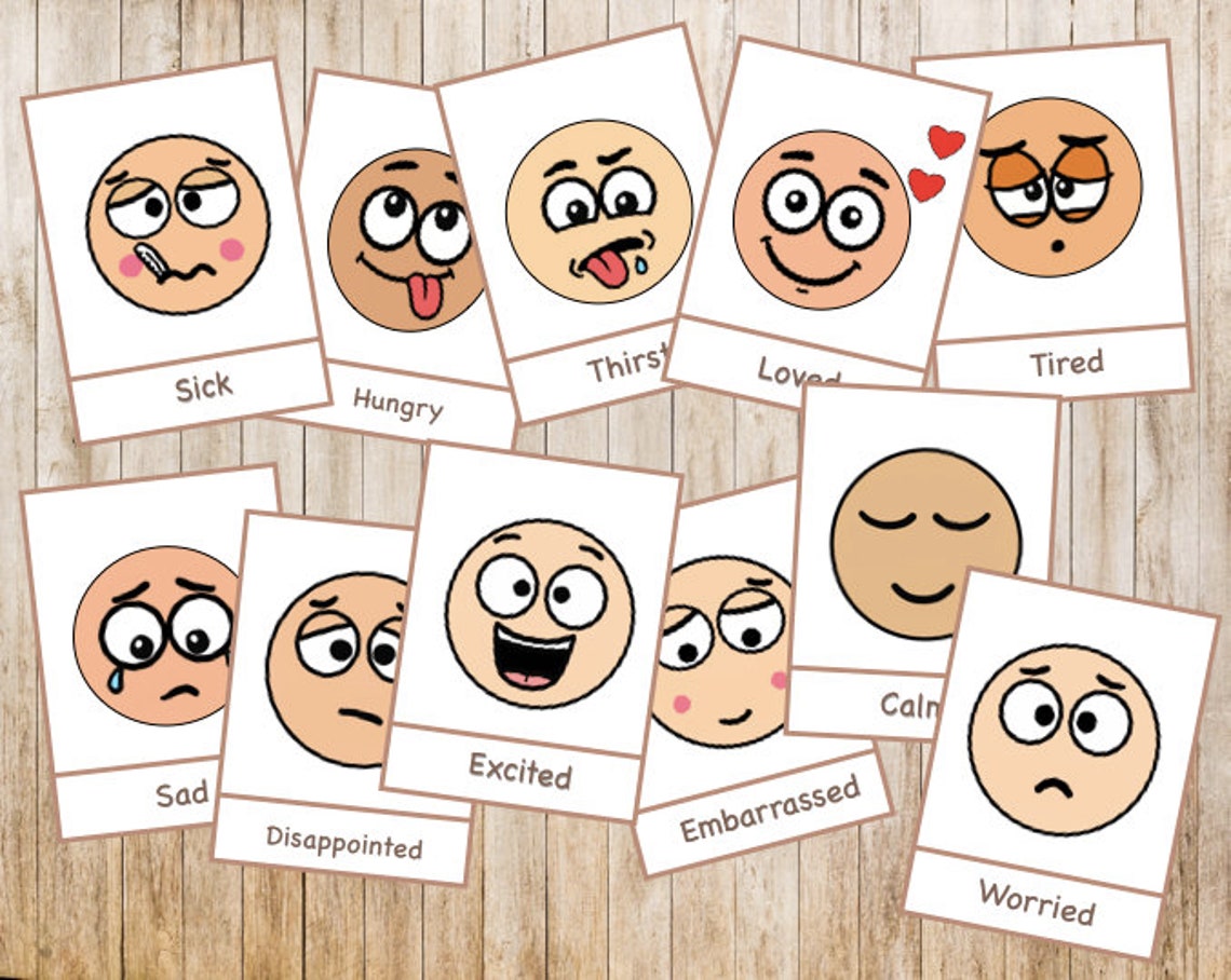 Emotions Flashcards Feelings Cards Montessori Printable Learning ...
