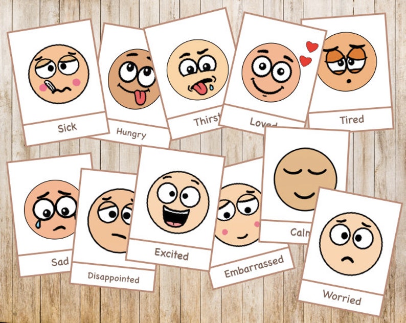 Emotions Flashcards Feelings Cards Montessori Printable Learning ...