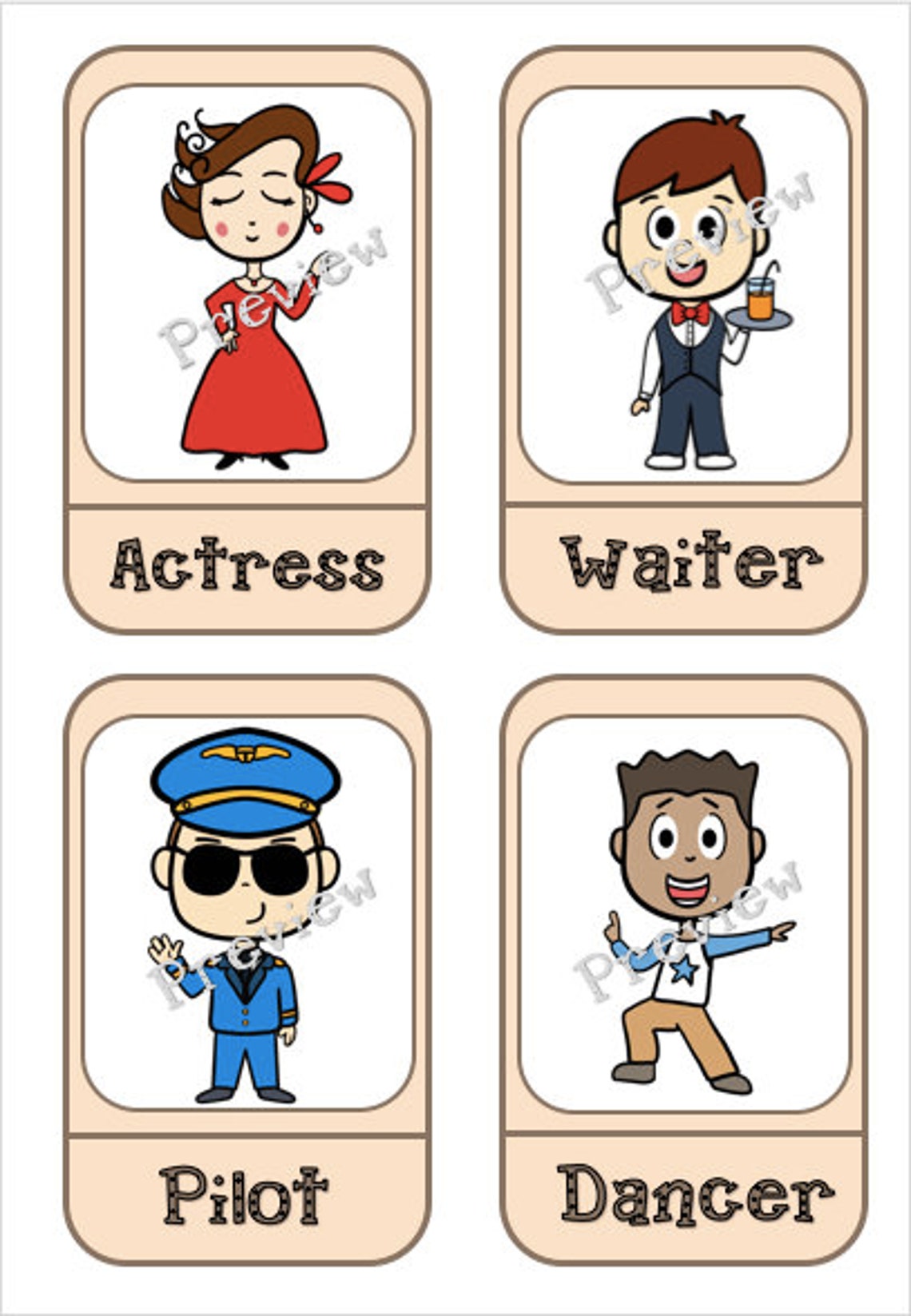 Jobs Flash Cards occupations Preschool Kindergarten Homeschool jobs-flash-cards-occupations-preschool-kindergarten-homeschool