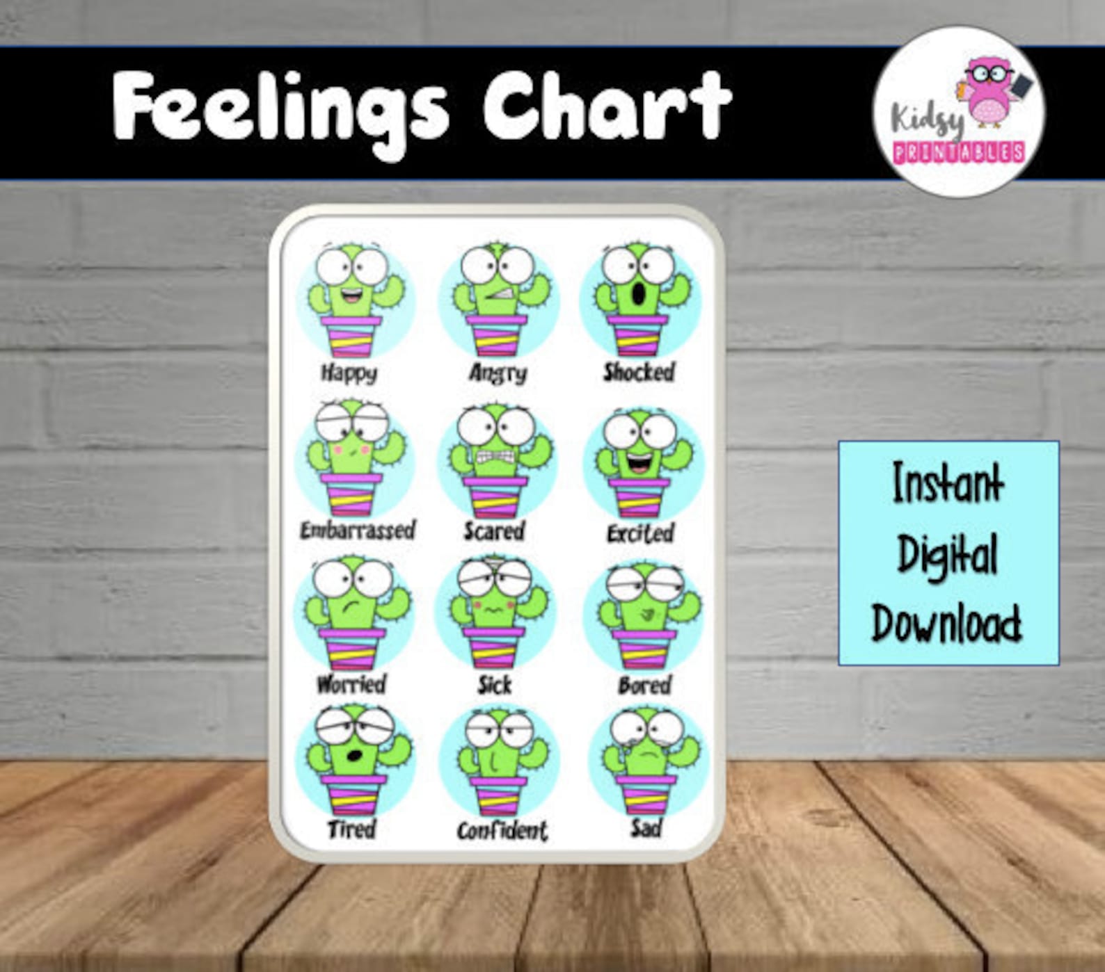 Cactus Emotions,printable Poster, Emotions and Feelings, Kids Decor ...