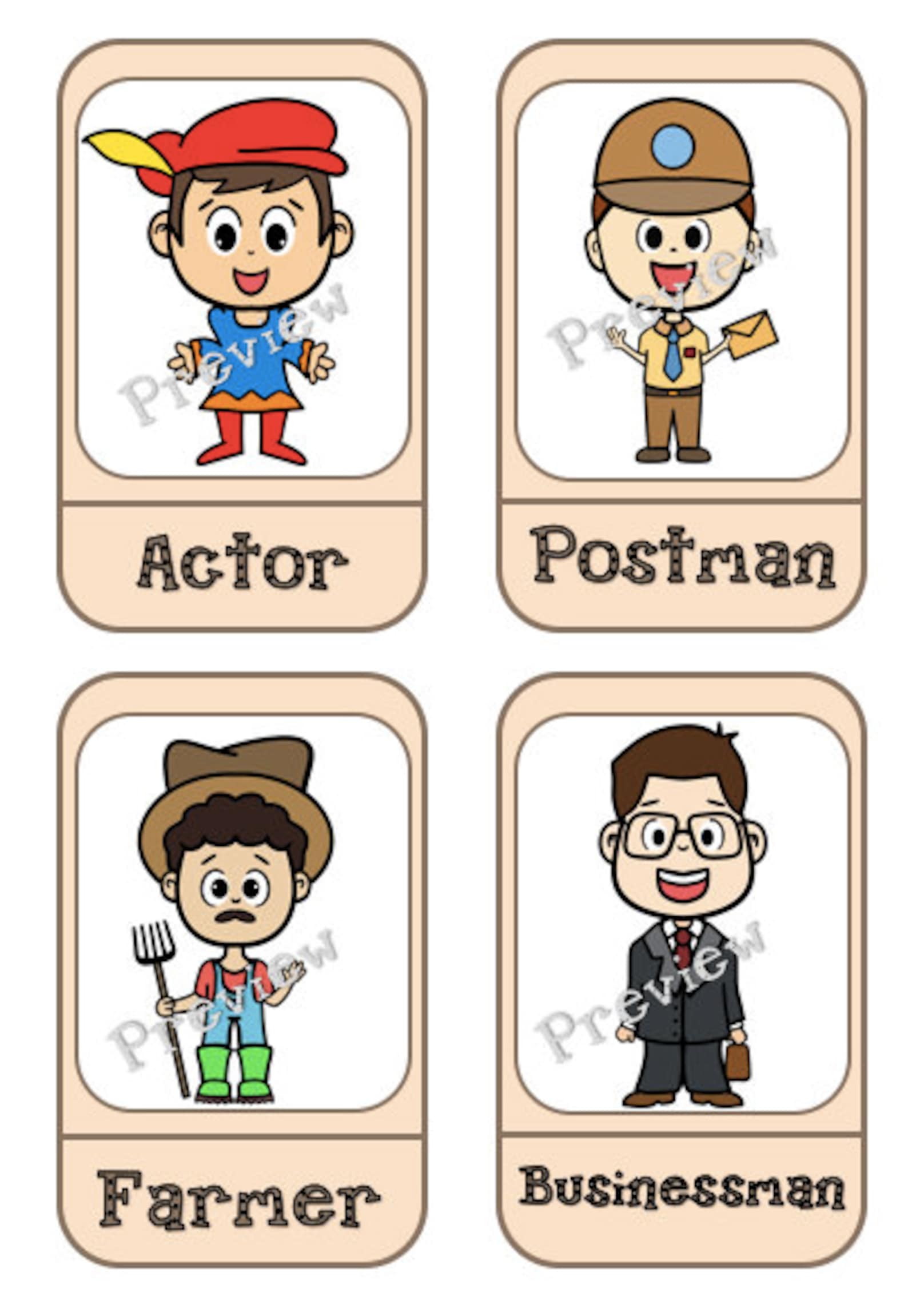 Jobs Flash Cards occupations Preschool Kindergarten Homeschool jobs-flash-cards-occupations-preschool-kindergarten-homeschool