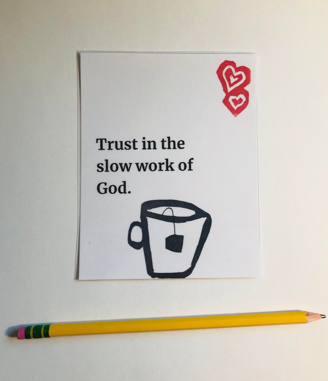 Hand Stamped Tea Cup Prayer Card - Etsy