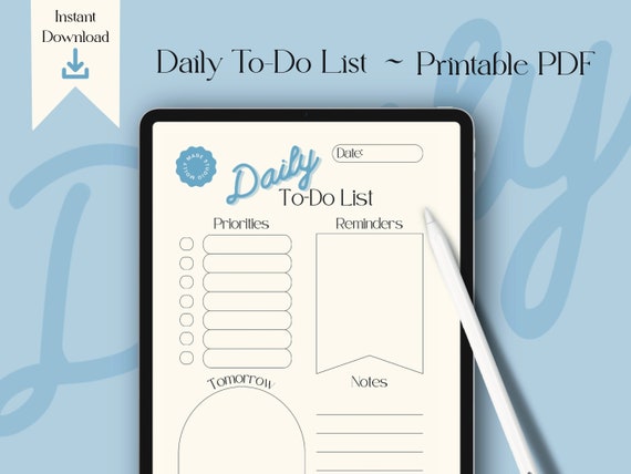 Daily To-do List Printable PDF Instant Download - Etsy
