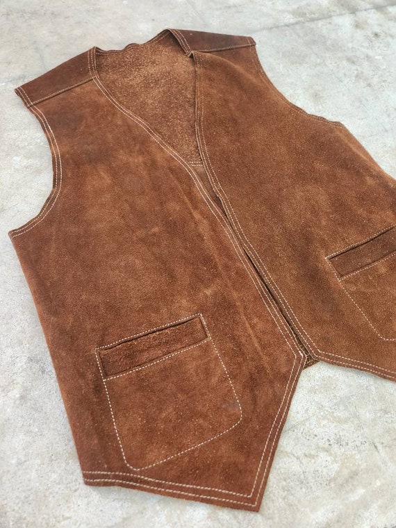 Vintage 70s Leather Vest - Gem
