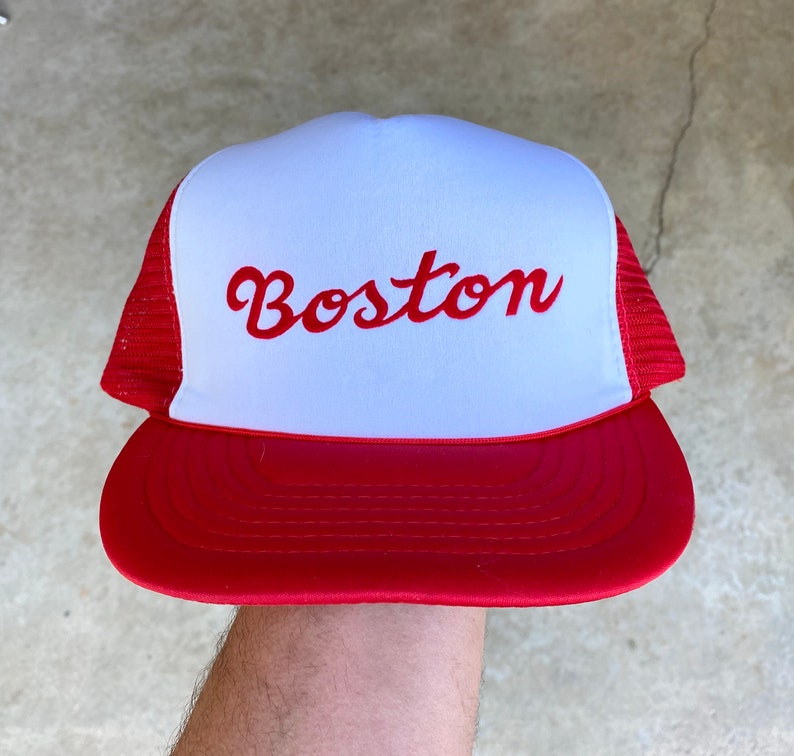 Vintage 80s Boston Script Logo Tucker Hat Snapback Hat - Etsy