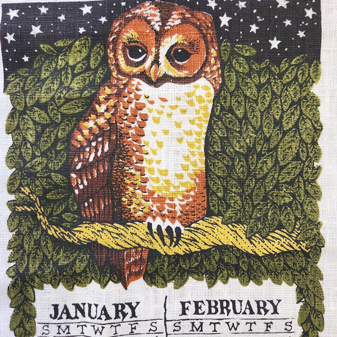 Vintage 1974 Cloth Owl Calendar Wall-hanging - Etsy