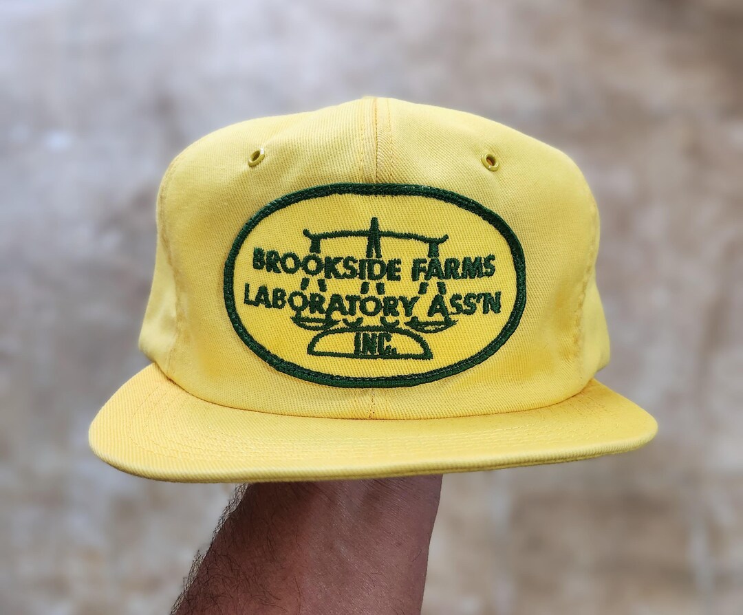 Vintage 1980s Yellow Snapback Hat, Brookside Farms Laboratory, K ...