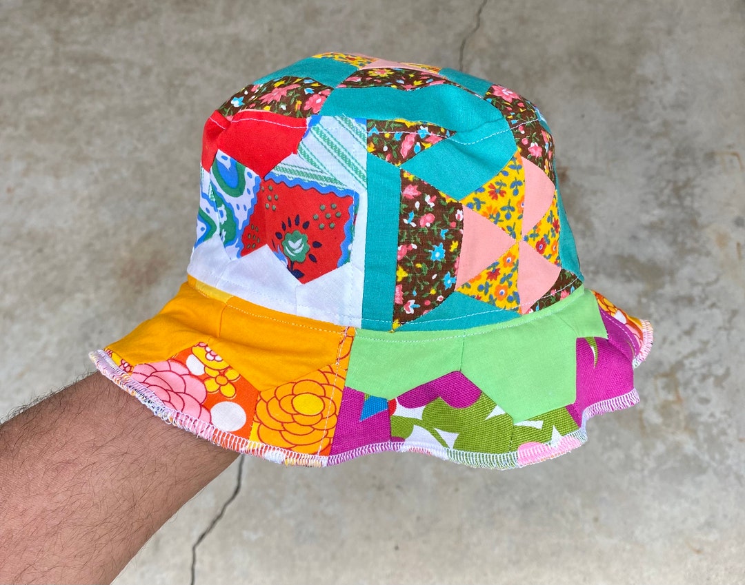 Vintage 1970s Upcycled Reversable Bucket Hat - Etsy