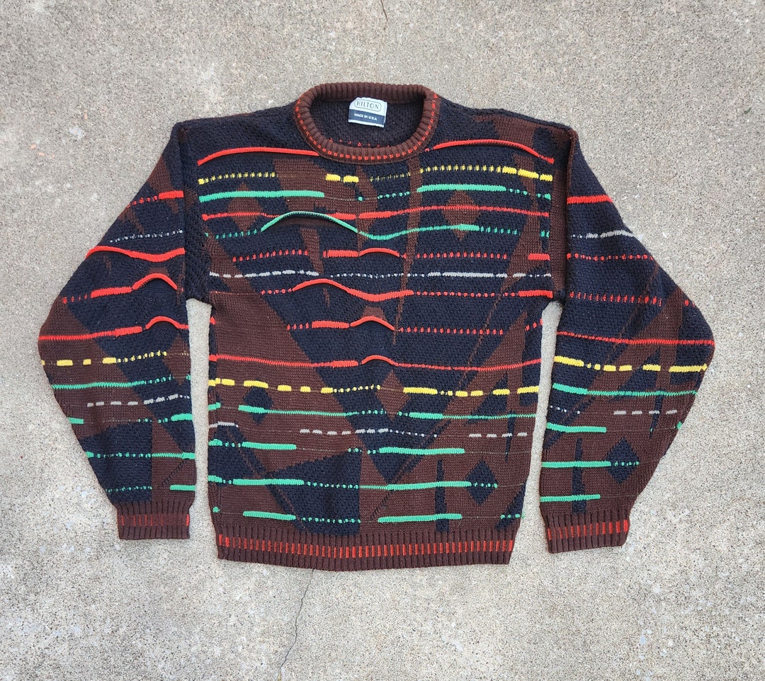Vintage 80/90s Brown Black Coogi Style Sweater - Etsy