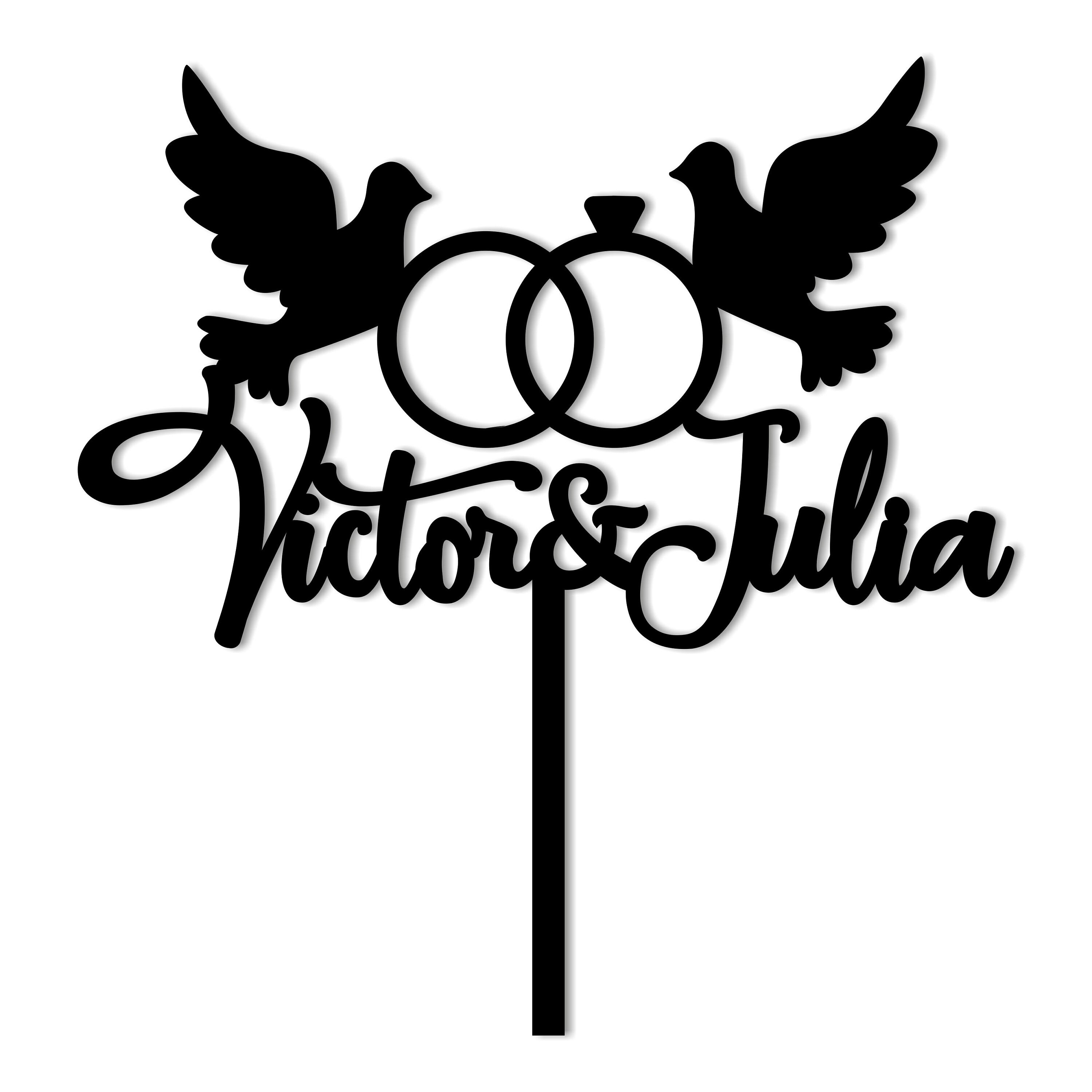 Bird Wedding Cake Topperpigeons Wedding Topper Acrylic Bird - Etsy