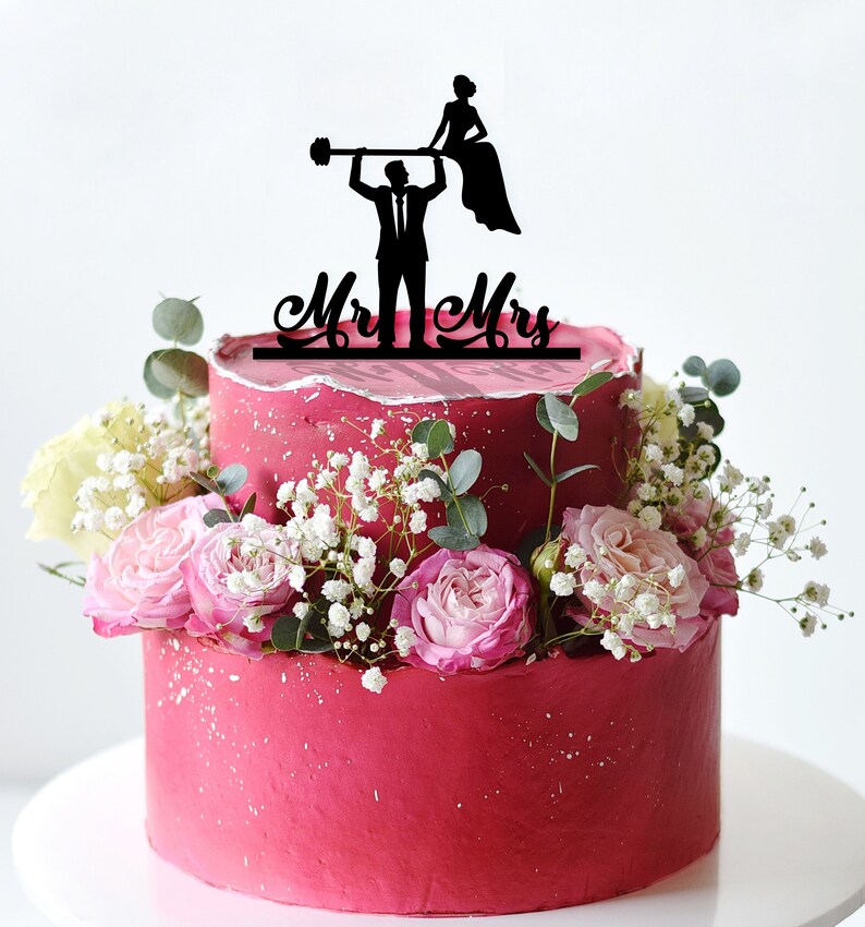Gym Acrylic Cake Topper, Bodybuilder Wedding, Bodybuilding Topper ...