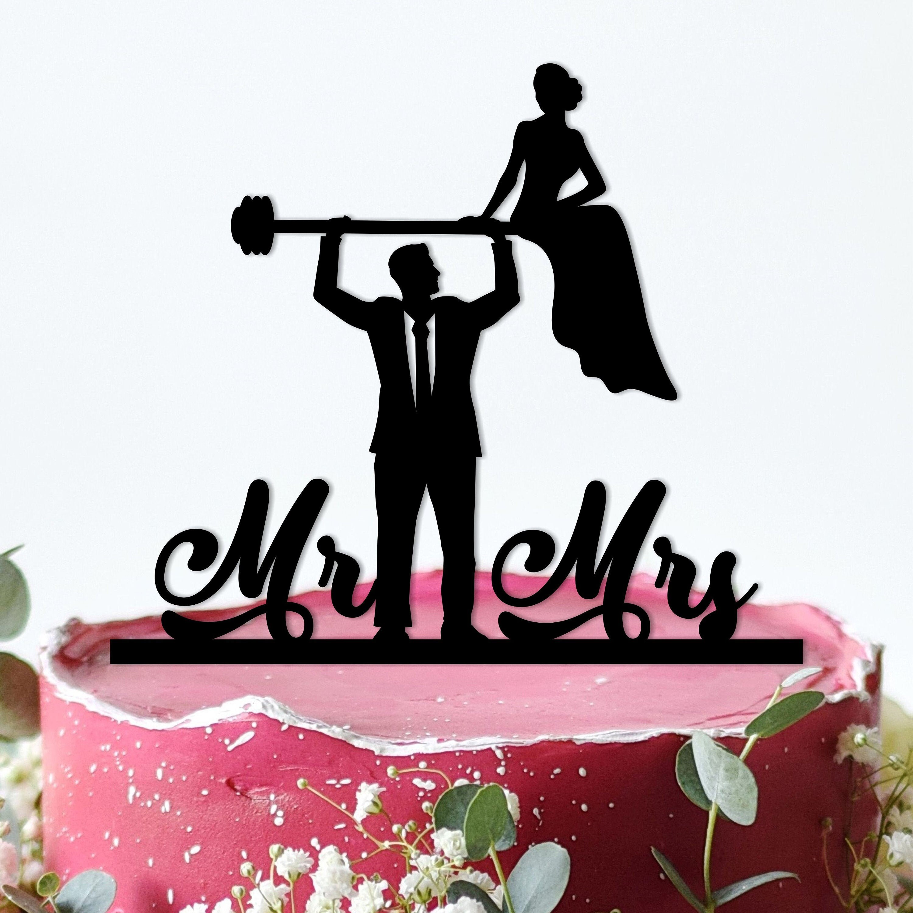 Gym Acrylic Cake Topper, Bodybuilder Wedding, Bodybuilding Topper ...