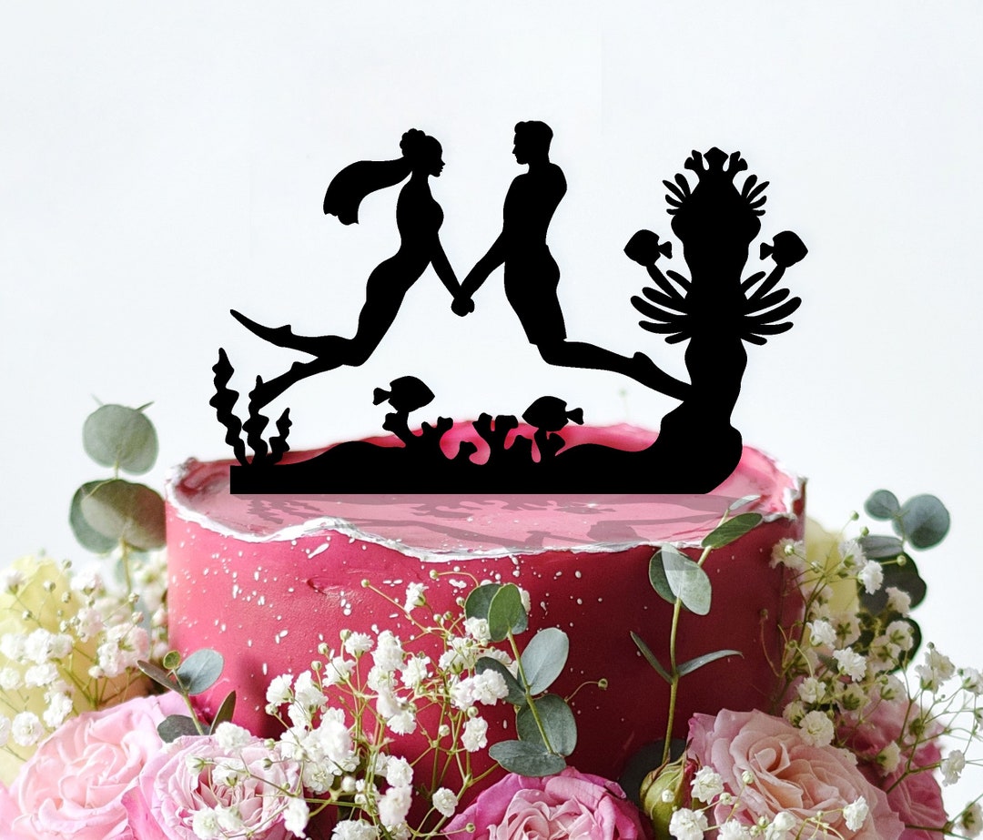 Scuba Dive Couple Wedding Cake Topper, Acrylic Scuba Diving Cake Topper ...