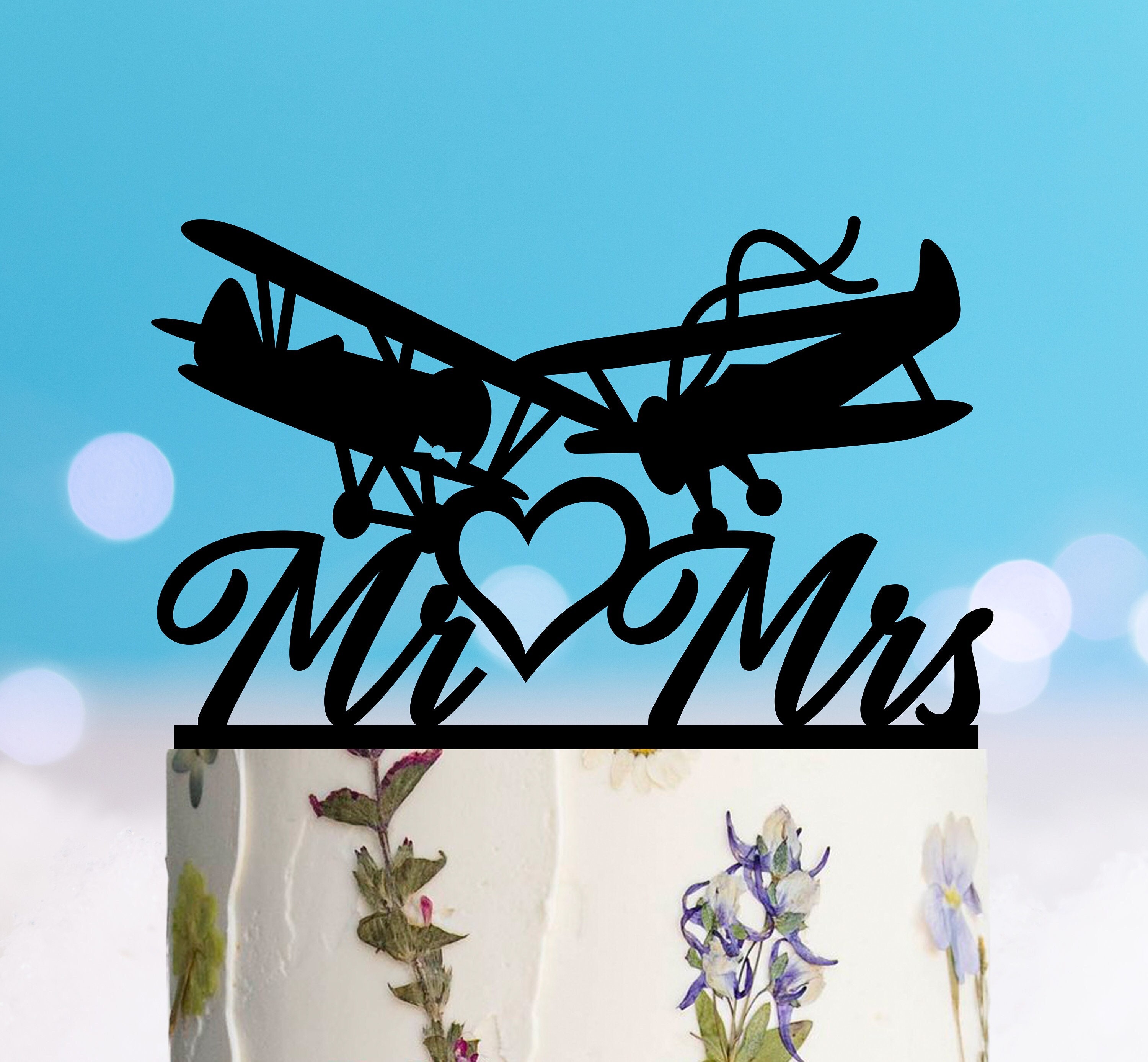 Plane Wedding Topper, Airplane Topper, Acrylic Cake Topper, Wood Cake ...