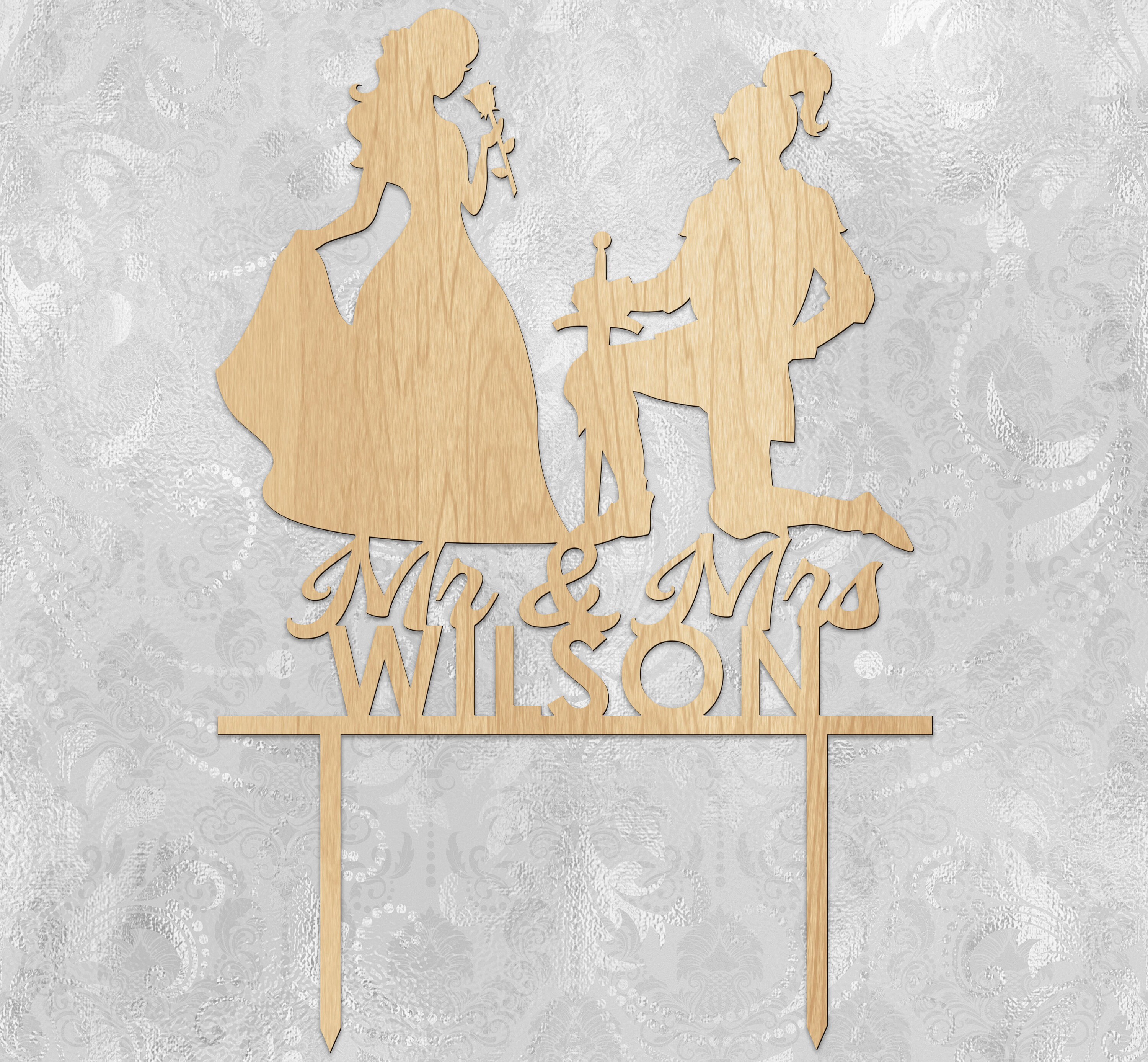Knight & Princess Wedding Cake Topper Fantasy Wedding Cake - Etsy