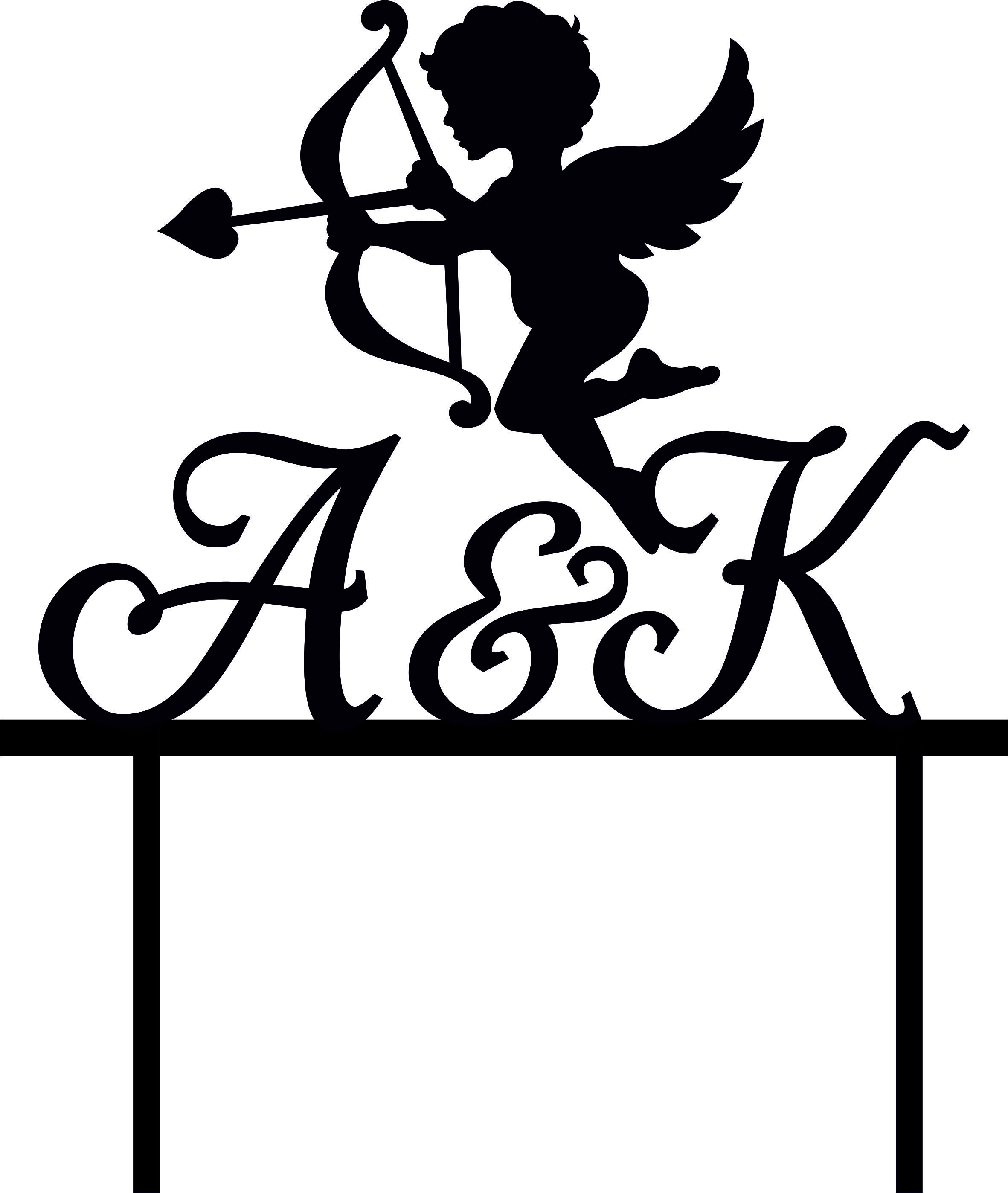 Cupid Cake Topper, Acrylic Wedding Cake Topper With Initials and Cupid ...
