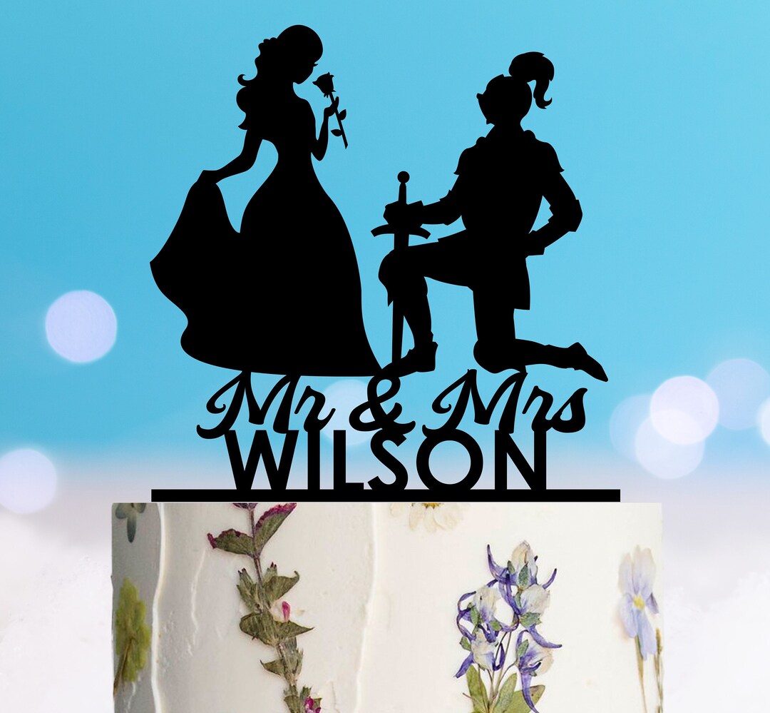Knight & Princess Wedding Cake Topper, Fantasy Wedding Cake Topper ...