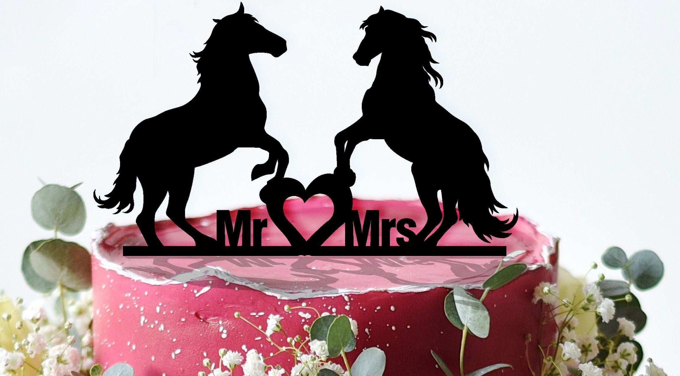 Topper de pastel de caballo acrílico personalizado amantes | Etsy